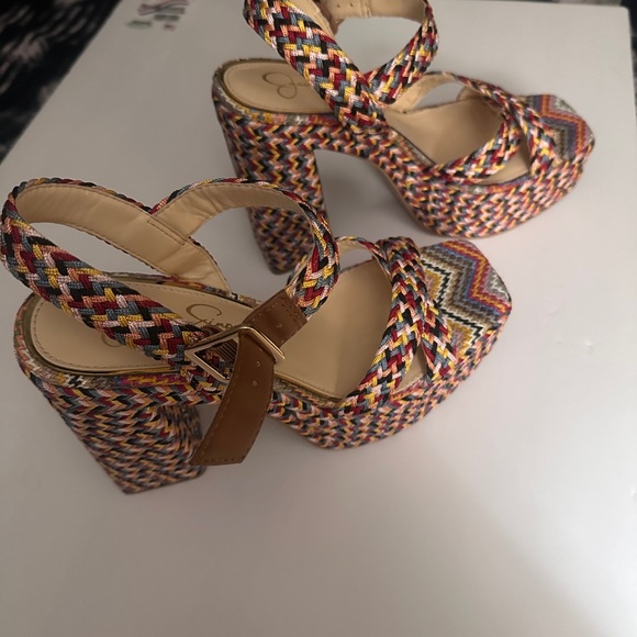 Jessica Simpson | Shoes | Jessica Simpson Colorful Woven Platform Heels ...